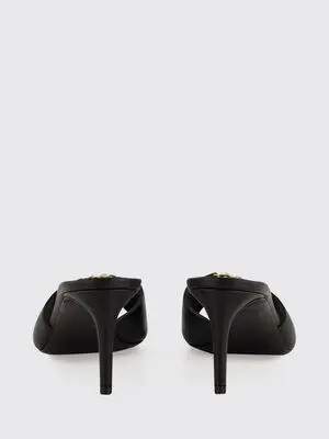 Dolce & Gabbana Smooth Lambskin Mules With Dg Monogram Logo And Mid Heel