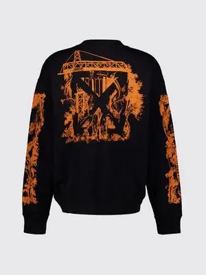 Off-White Crewneck Cotton Sweatshirt With Rear Arrow Logo And Dropped Shoulders