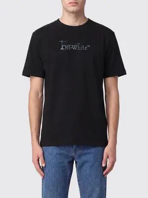 Off-White Crewneck Cotton T-shirt With Contrasting Arrow Logo Print - Black