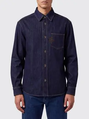 Casablanca Cotton Denim Shirt With Patch Pockets And French Collar - Blue