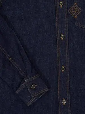 Casablanca Cotton Denim Shirt With Patch Pockets And French Collar