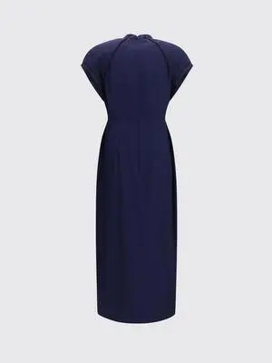 Alessandra Rich Pure Silk Midi Evening Dress With A Scarf Neck And Front Slit