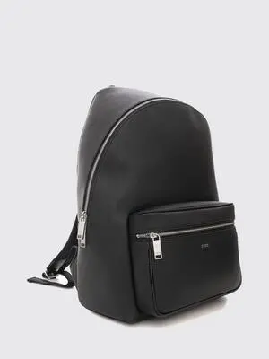 BOSS Large Faux Leather Backpack With Adjustable Straps And A Contrast Logo