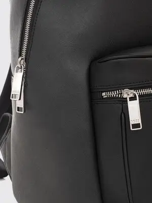 BOSS Large Faux Leather Backpack With Adjustable Straps And A Contrast Logo
