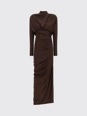 Balmain Draped High-neck Long Viscose Sheath Gown