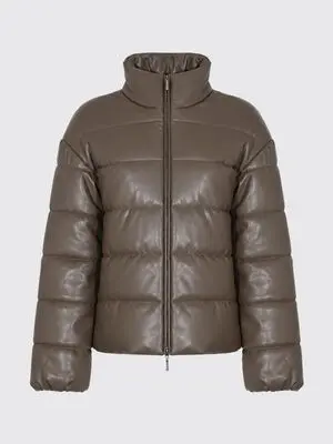 Max Mara Short Padded Faux Leather Jacket With High Neck