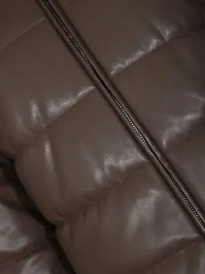 Max Mara Short Padded Faux Leather Jacket With High Neck