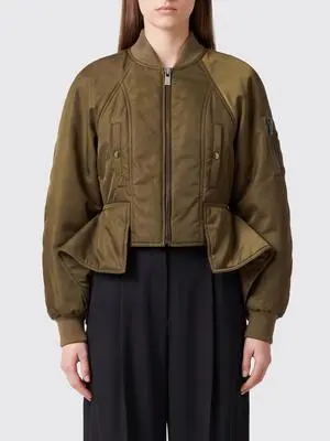 Balmain Relaxed Fit Cropped Nylon Bomber Jacket With Zip Closure