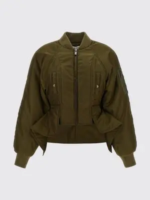 Balmain Relaxed Fit Cropped Nylon Bomber Jacket With Zip Closure