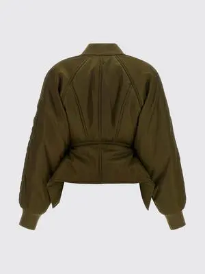 Balmain Relaxed Fit Cropped Nylon Bomber Jacket With Zip Closure