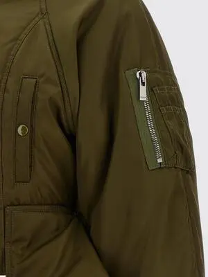 Balmain Relaxed Fit Cropped Nylon Bomber Jacket With Zip Closure