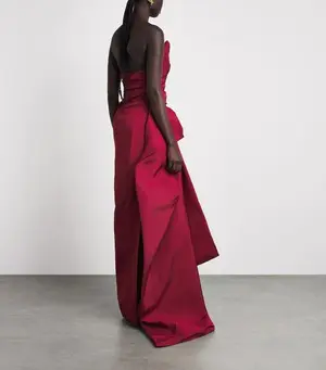 Monique Lhuillier Draped Asymmetric-neck Gown