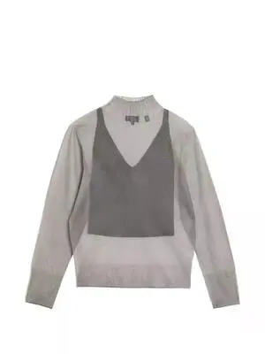 Ted Baker London Taylaw Sheer Funnel-neck Knitted Top - Grey