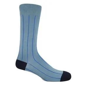 PEPER HAROW - MADE IN ENGLAND Pin Stripe Socks Sky - Blue