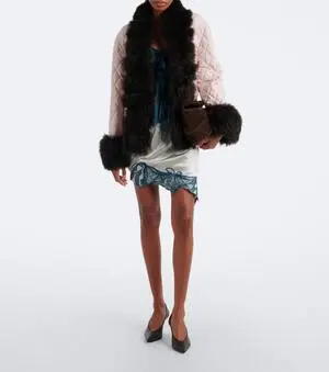 JACQUES WEI Embroidered Satin Miniskirt