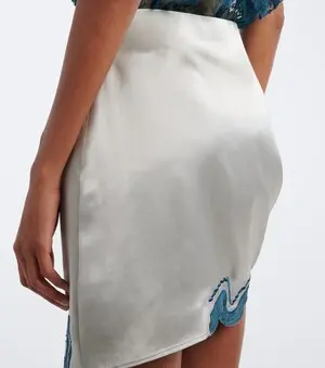 JACQUES WEI Embroidered Satin Miniskirt