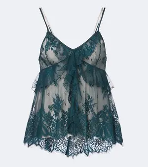 JACQUES WEI Ruffled Lace Camisole - Blue