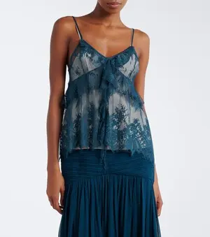 JACQUES WEI Ruffled Lace Camisole
