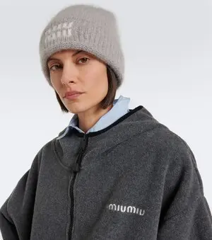 Miu Miu Logo Mohair-blend Beanie