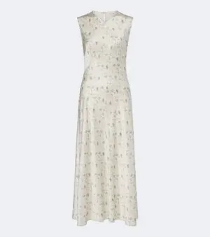 DÔEN Adelana Floral Silk Satin Midi Dress - Multicoloured