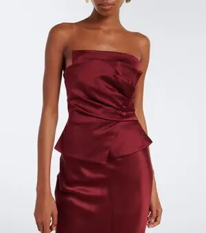 THE SEI Draped Silk Satin Corset Top