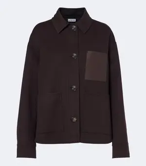 Loewe Leather-trimmed Wool And Cashmere Jacket - Brown