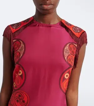 La DoubleJ Alchemy Fringed Silk Voile Midi Dress