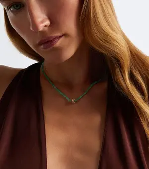 SUZANNE KALAN Infinite 18kt Beaded Necklace With Emeralds And Diamonds