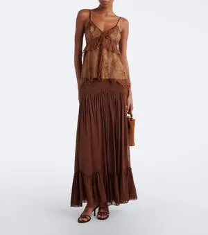 JACQUES WEI Ruffled Lace Camisole