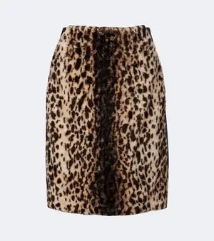 JACQUES WEI Leopard-print Shearling And Leather Miniskirt