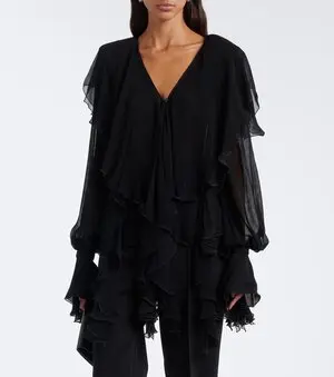 Blumarine Ruffled Crepe Blouse