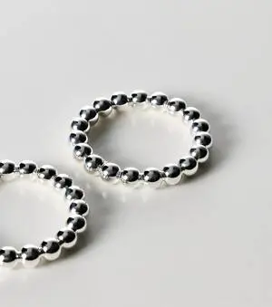 Christofle Perles Set Of 2 -plated Napkin Rings
