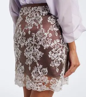 JACQUES WEI Embellished Lace Miniskirt