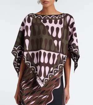Emilio Pucci Leocorno Asymmetric Silk Twill Top