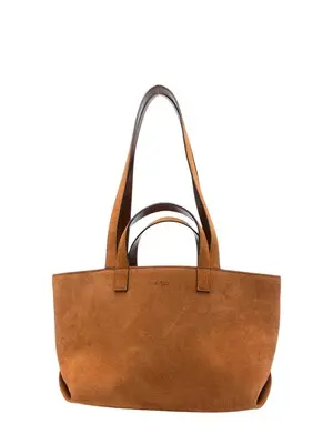 A.p.c. Logo-embossed Suede Tote Bag - Brown
