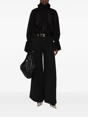 THE LATEST Wool Blend Flared Trousers - Black