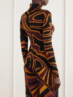 Emilio Pucci Fiammato Printed Wool-blend Jersey Blouse