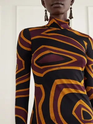 Emilio Pucci Fiammato Printed Wool-blend Jersey Blouse
