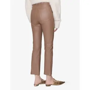 JOSEPH Duke Flared-leg Mid-rise Leather Trousers