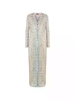 Missoni Cardigan In Ribbed Viscose Blend With Sequins - Neutrals