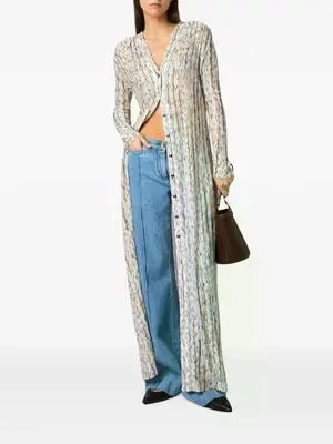 Missoni Cardigan In Ribbed Viscose Blend With Sequins - Neutrals