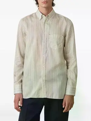 Paul Smith Regular-fit Ecru And Blue Stripe Lyocell-silk Shirt