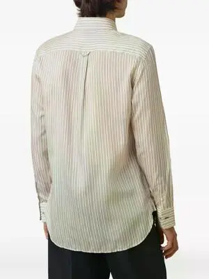 Paul Smith Regular-fit Ecru And Blue Stripe Lyocell-silk Shirt