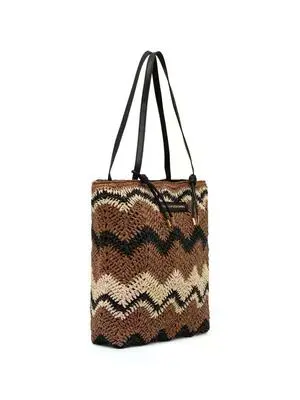 Lola Casademunt Chevron-knit Logo-patch Tote Bag - Brown