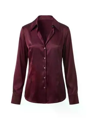 NICHOLAS Paloma Satin-finish Long-sleeve Shirt - Red