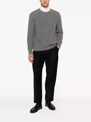 Fedeli Ribbed Raglan-sleeve Sweater - Grey