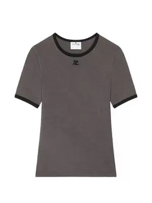 COURREGES Logo-patch Contrast-trim T-shirt