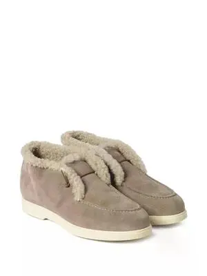Fabiana Filippi Shearling-trim Suede Mules - Grey