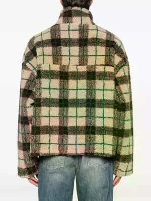 FOUND Plaid-pattern Half-zip Fleece Sweatshirt