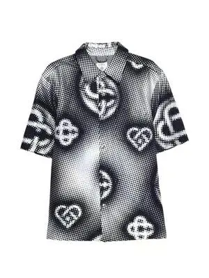 Casablanca Pearlescent Monogram-print Shirt - Black